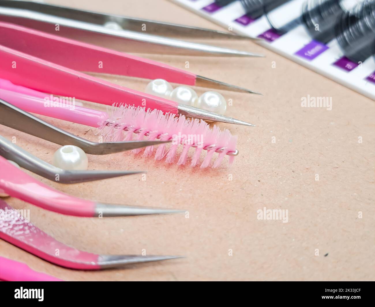 Close up of equipment for eyelash extensions in beauty salon Stock ...