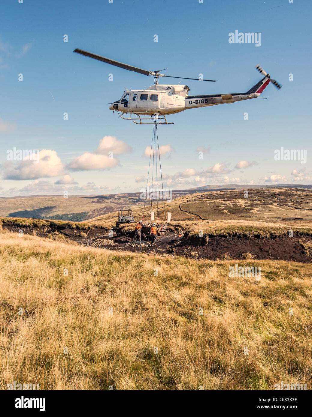 Heli-lift Services helicopter G-BIGB involved in peatland restoration ...