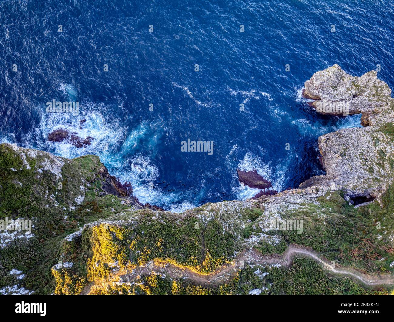 Aerial view of the Cliffs of Hell in Ribadesella, Asturias Spain Stock ...