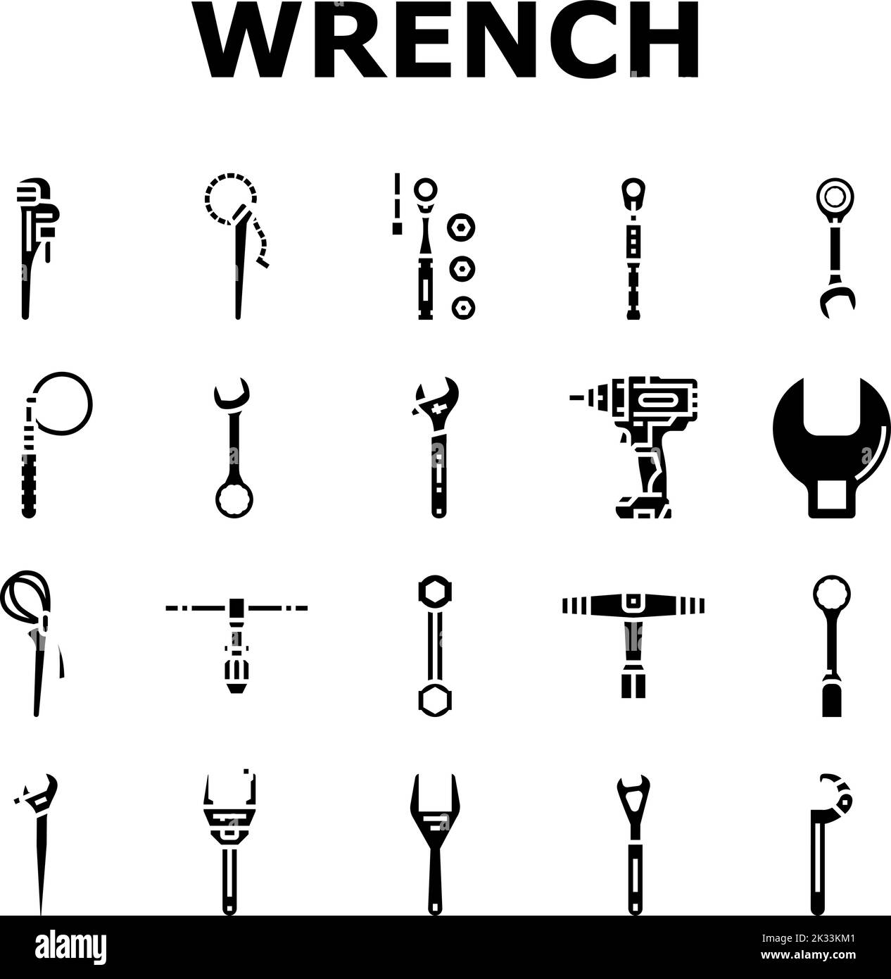 wrench tool spanner repair icons set vector Stock Vector Image & Art ...