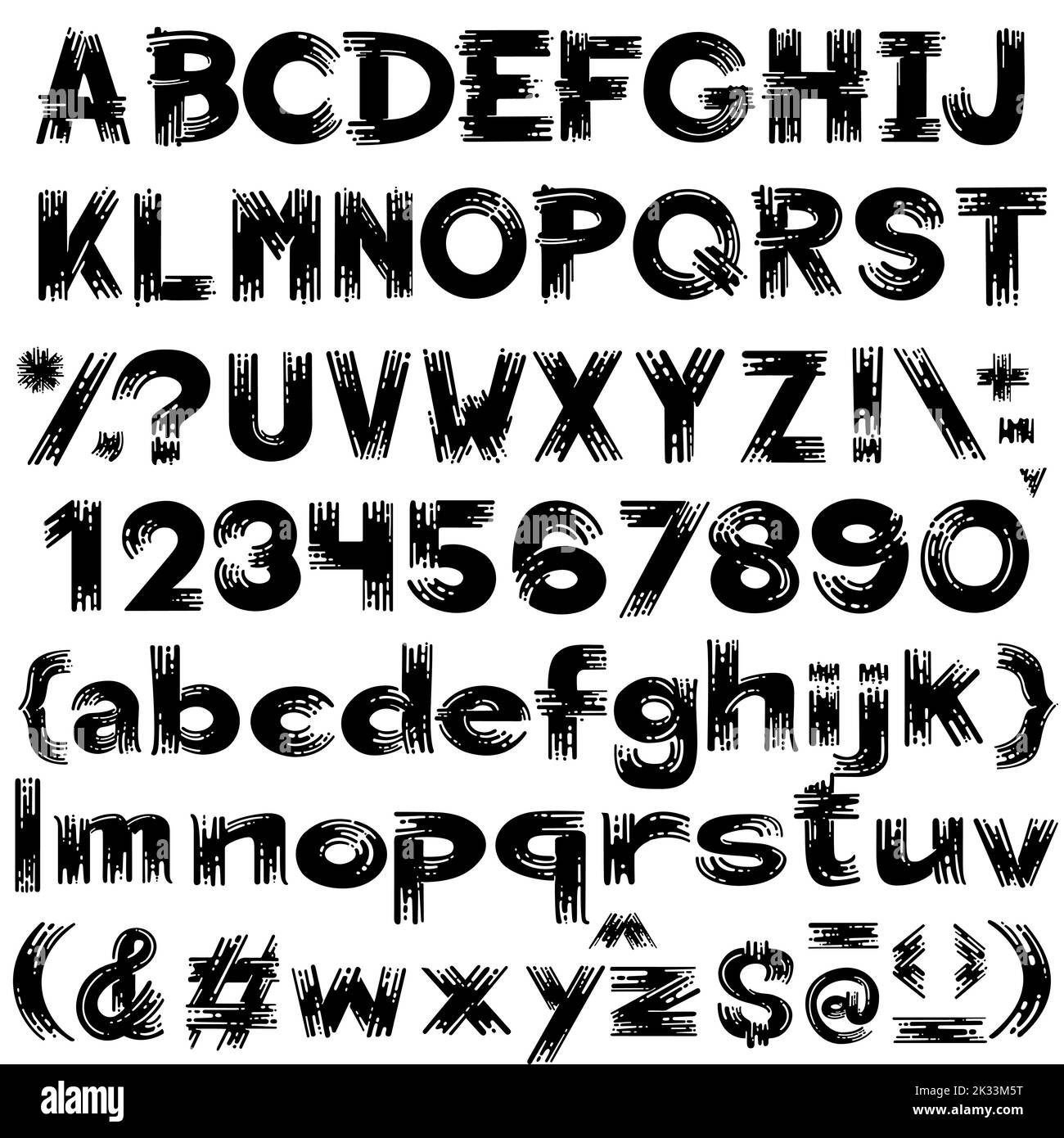 Grunge font. Dry brush modern lettering imitation. Vector design ...