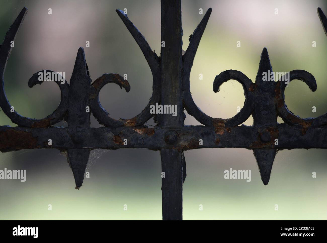 Traditional handcrafted wrought iron fence railing in Kifissia, Athens ...