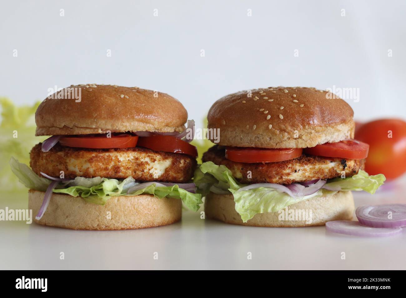 Homemade cottage cheese burger. Paneer or cottage cheese patties ...