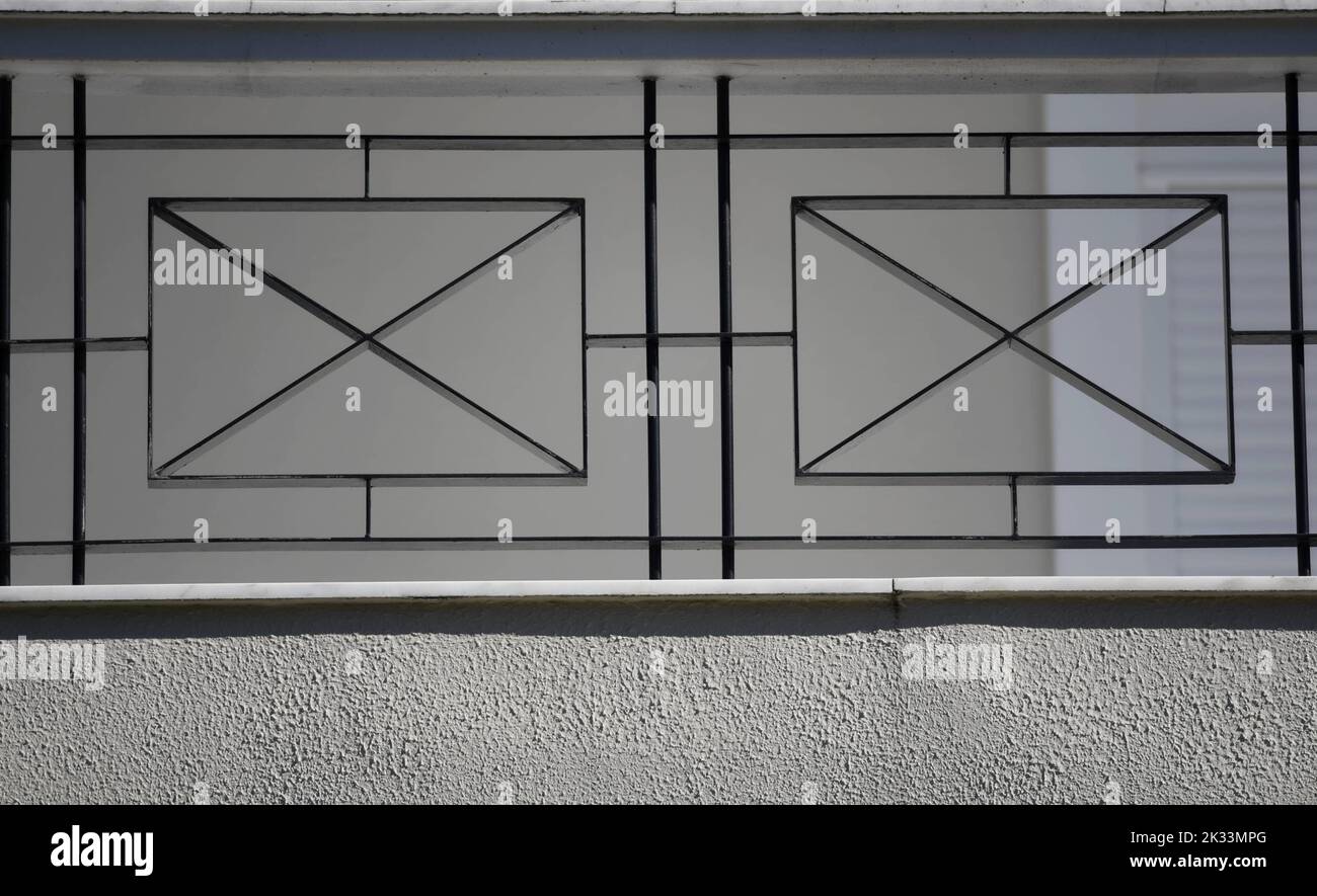 Traditional handcrafted wrought iron balcony railing Stock Photo - Alamy