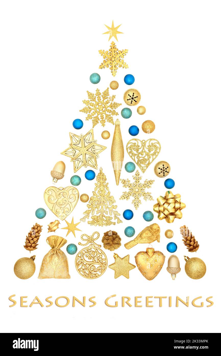 Christmas tree shape design concept decoration with gold and blue ...