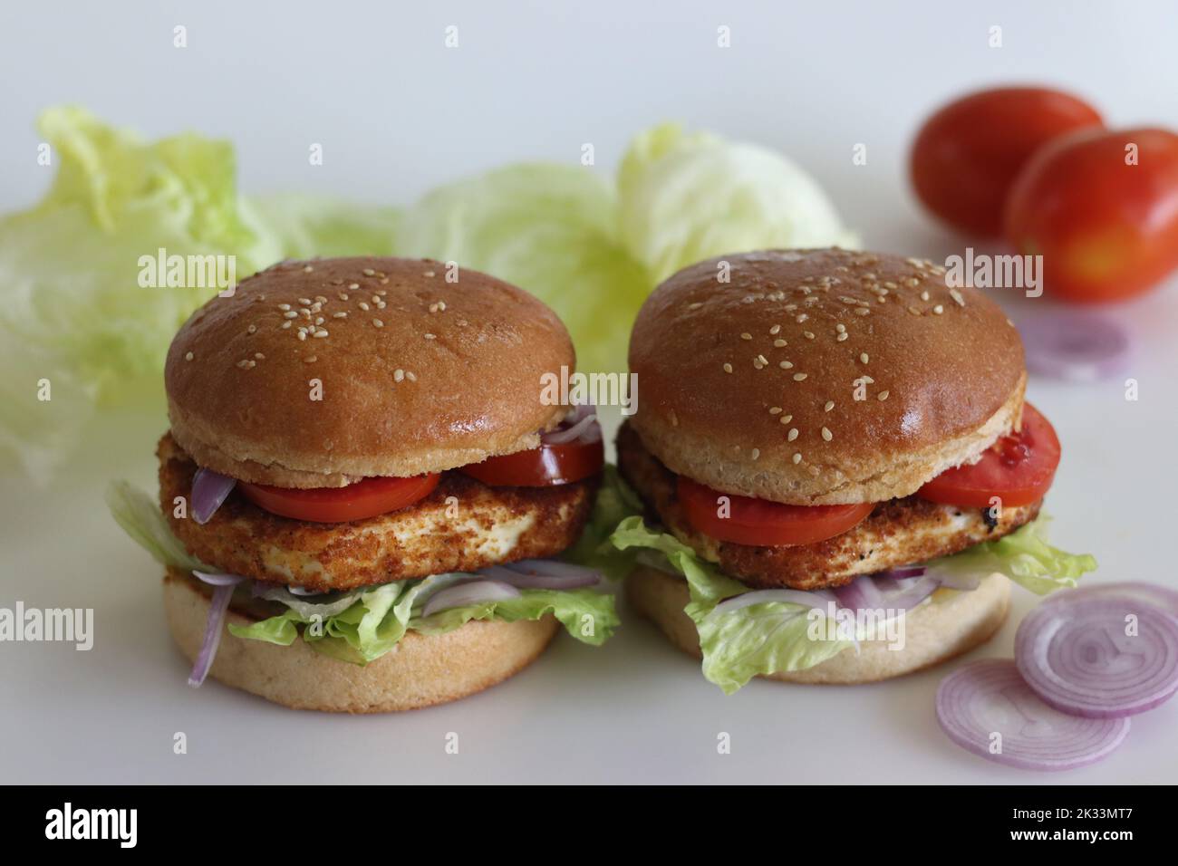 Homemade cottage cheese burger. Paneer or cottage cheese patties ...