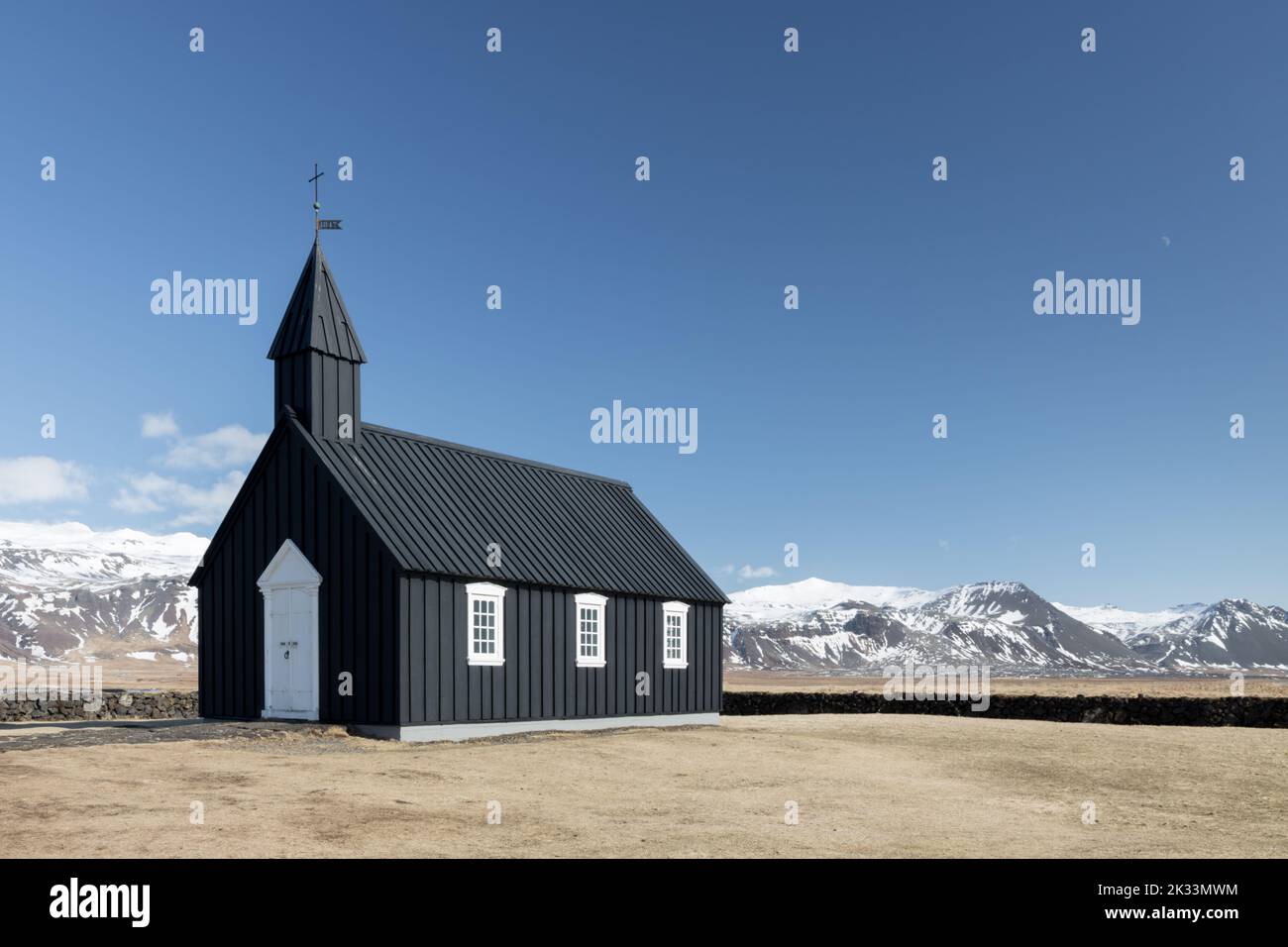 The Black Church of Budir. Snaefellsnes Peninsula Iceland Stock Photo ...