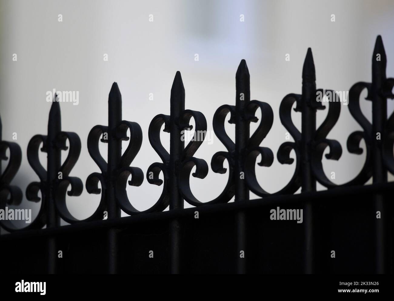 Traditional handcrafted wrought iron fence railing in Kifissia, Athens ...