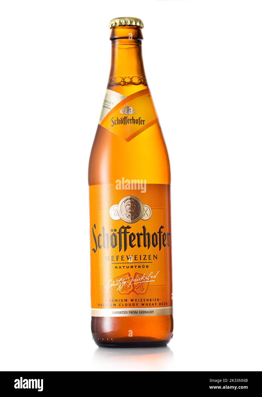 LONDON, UK - JUNE 30, 2022: Schofferhofer lager beer in glass bottle on ...