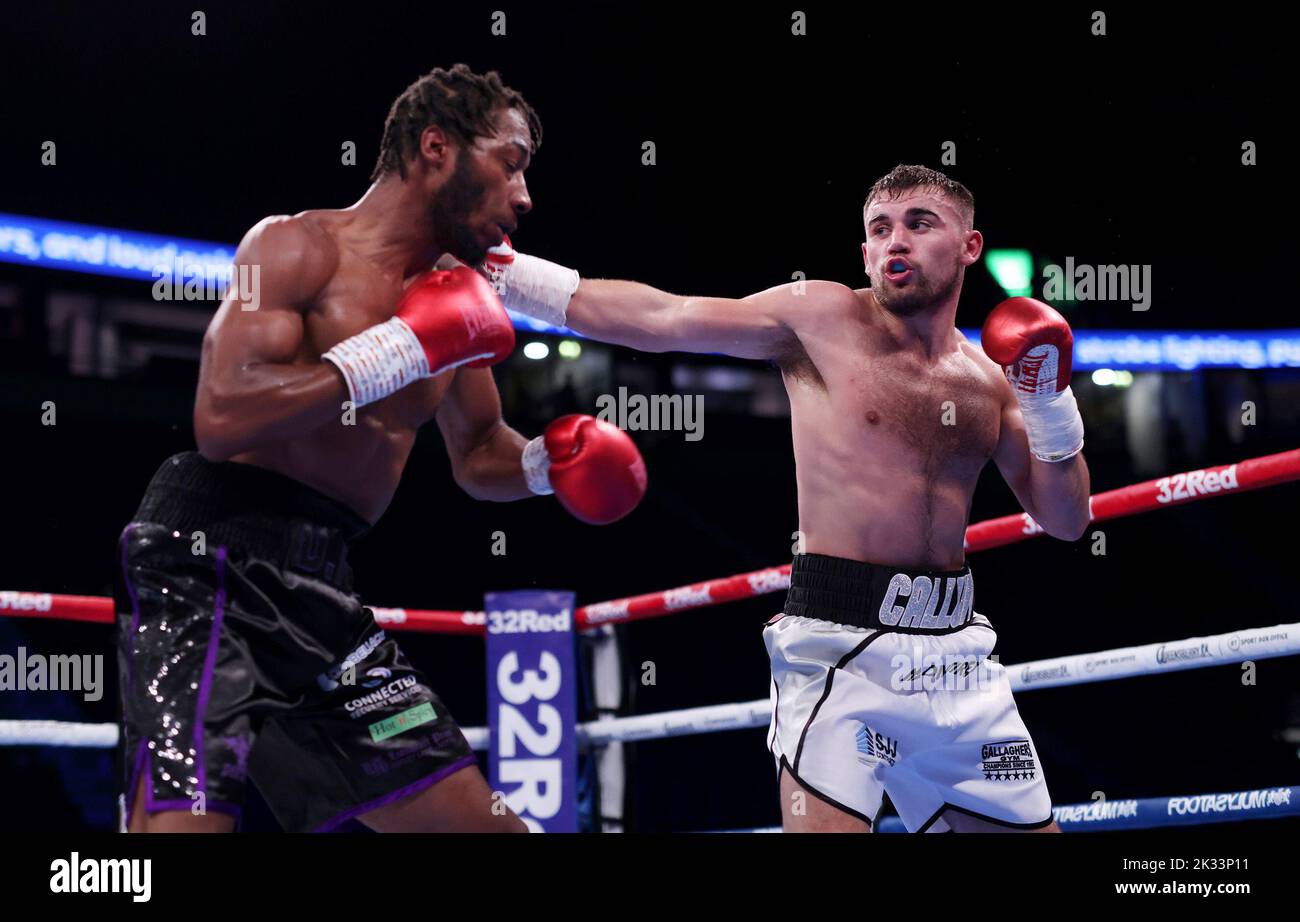 Delmar Thomas (left) in action against Callum Thompson during their ...