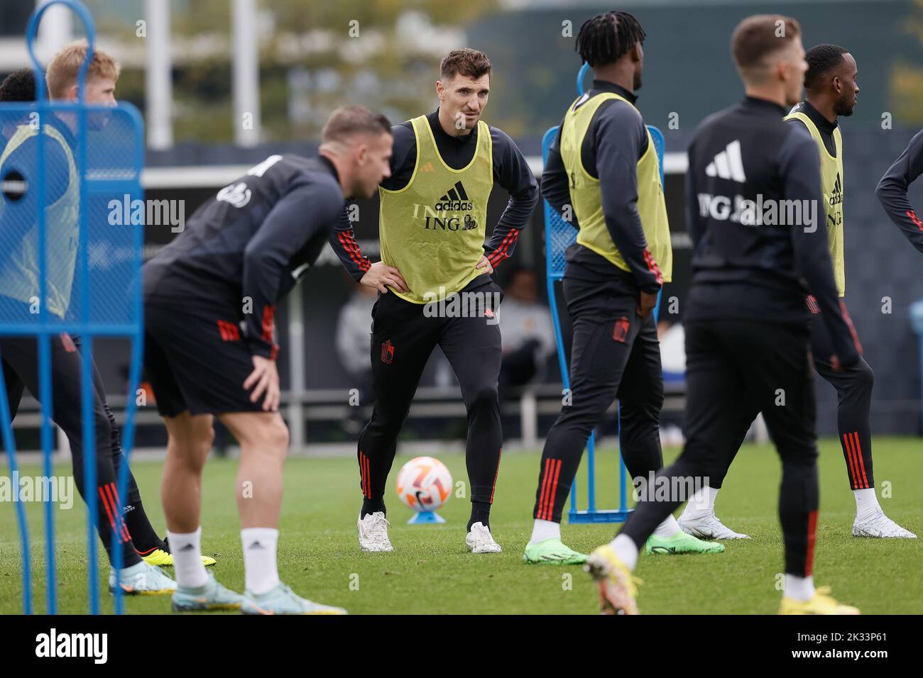 Belgium's Thomas Meunier (C) pictured during a training session of the ...