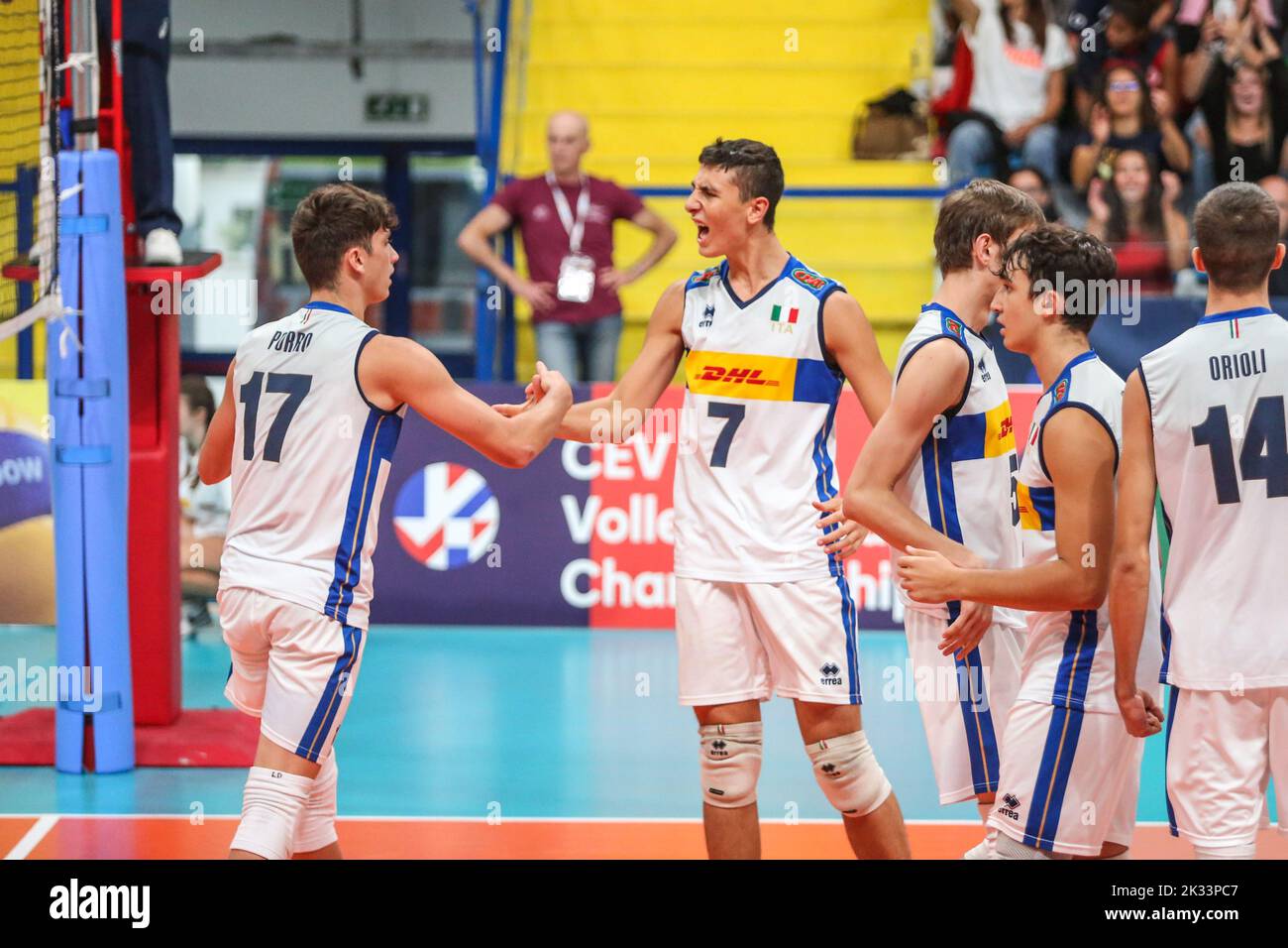 Luca Porro and Alessandro Alberto Bovolenta (ITA) exult during the ...