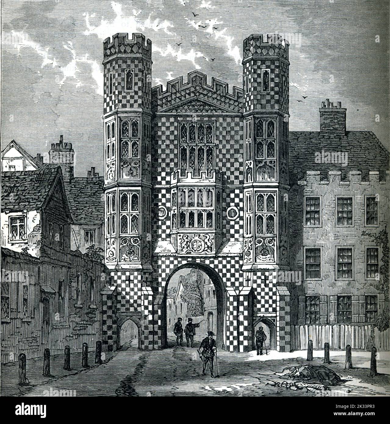 Holbein Gate, Whitehall, London, 19th century illustration of Tudor ...
