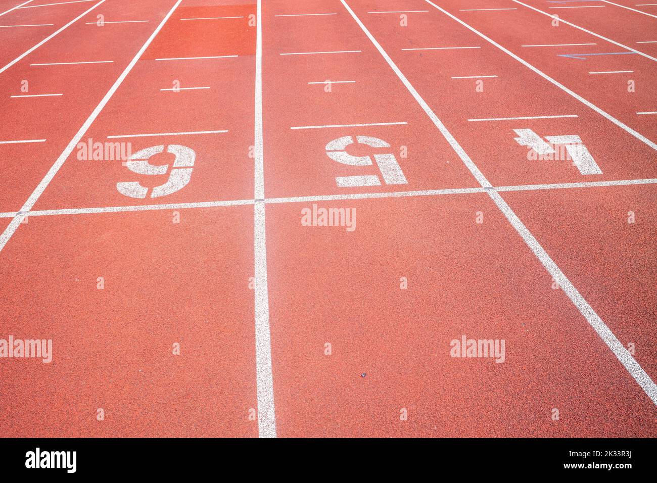 A close up of lanes in a running stadium Stock Photo - Alamy