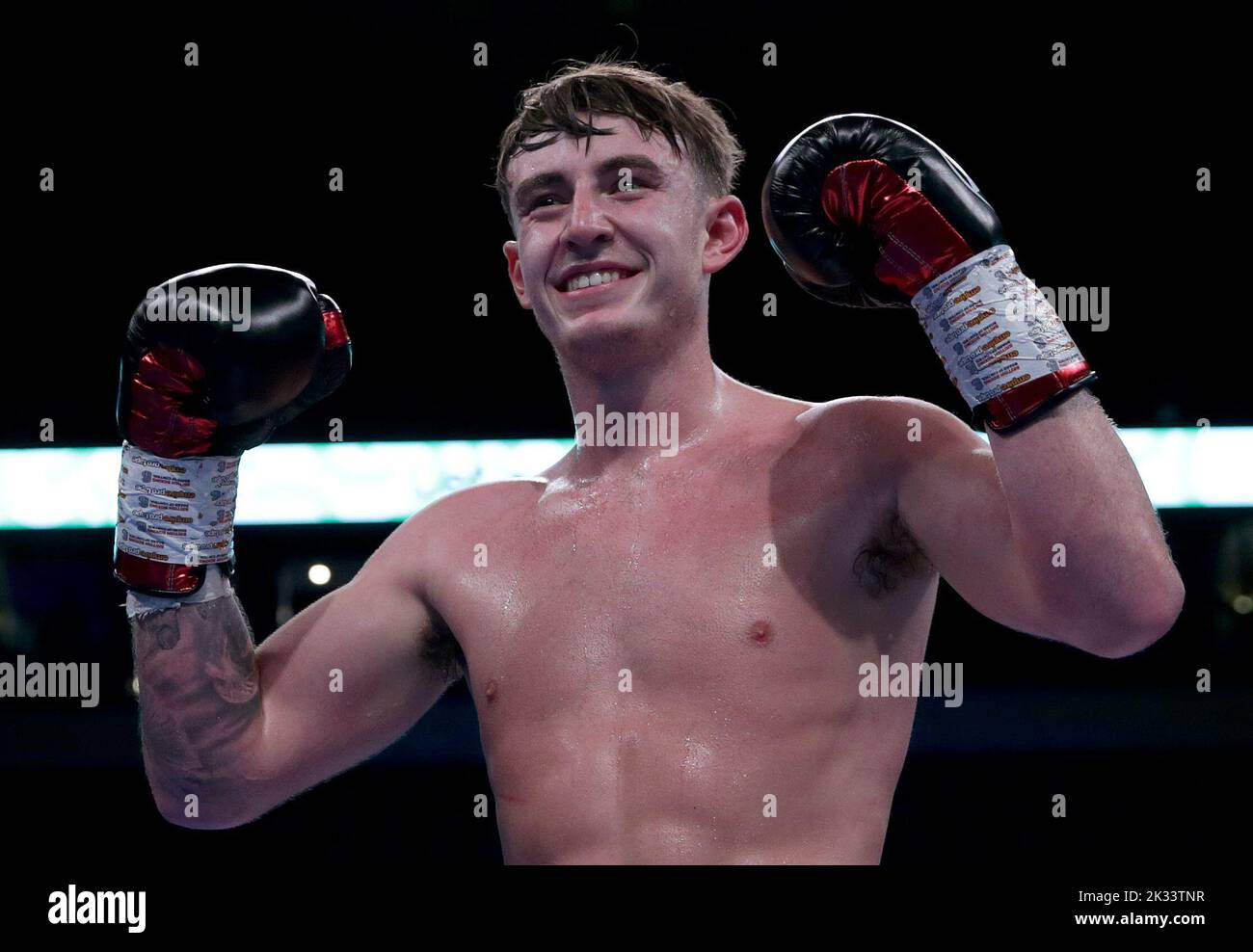 James Heneghan celebrates victory against Rod Douglas Jnr in their ...