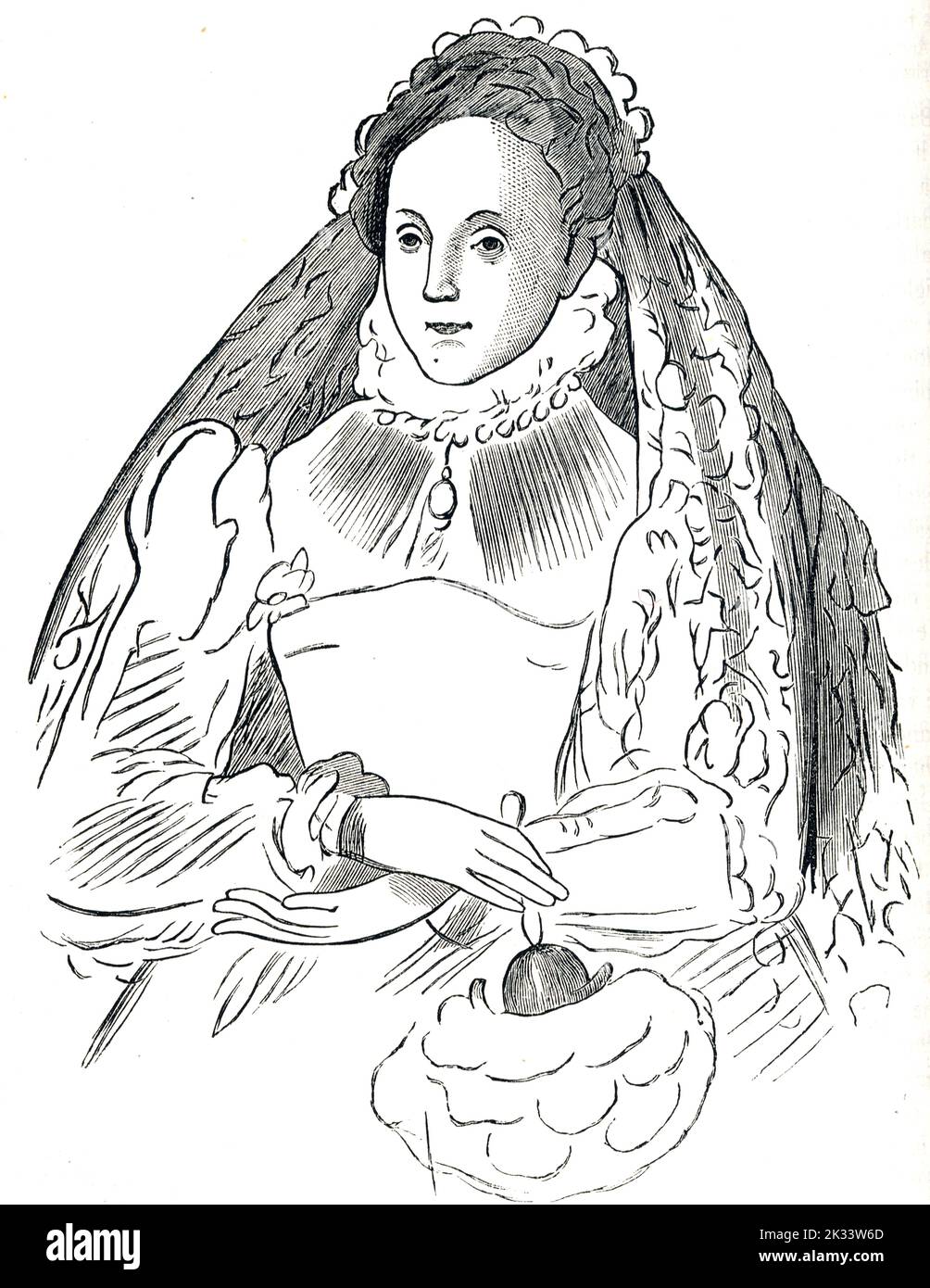 Queen Elizabeth I sketch published 19th century illustration Stock ...