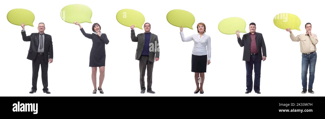 group of successful business people with comments Stock Photo - Alamy