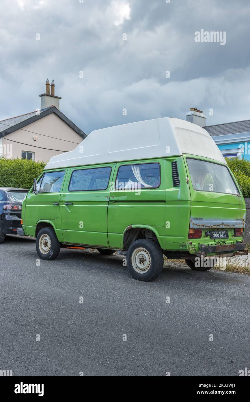 A classic green VW campervan Stock Photo - Alamy