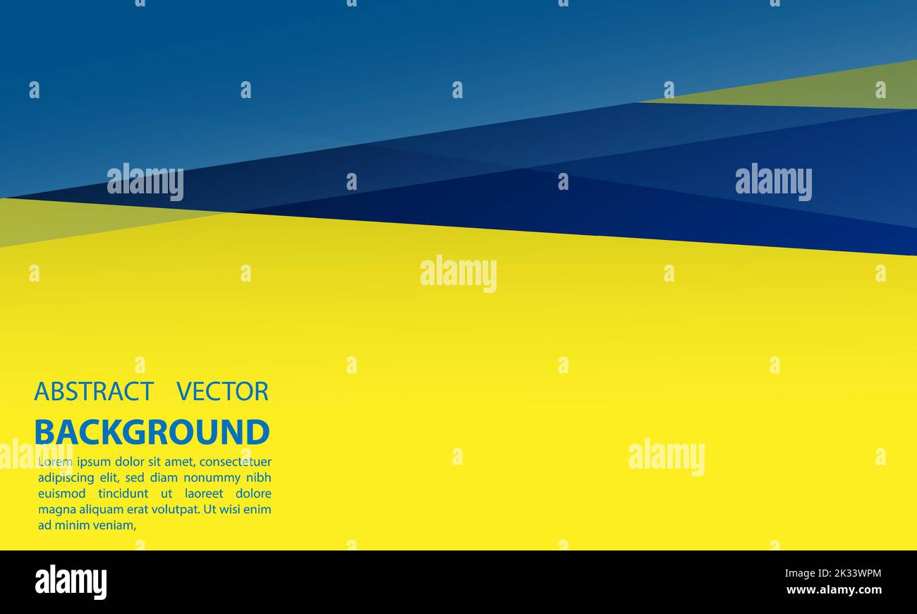 An abstract blue and yellow vector background with sample text Stock ...
