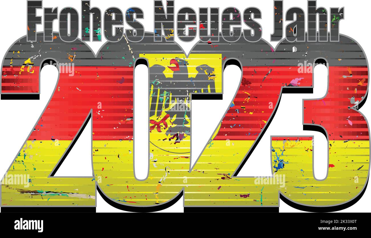 Happy New Year 2023 with Germany flag inside - Illustration, 2023 HAPPY ...