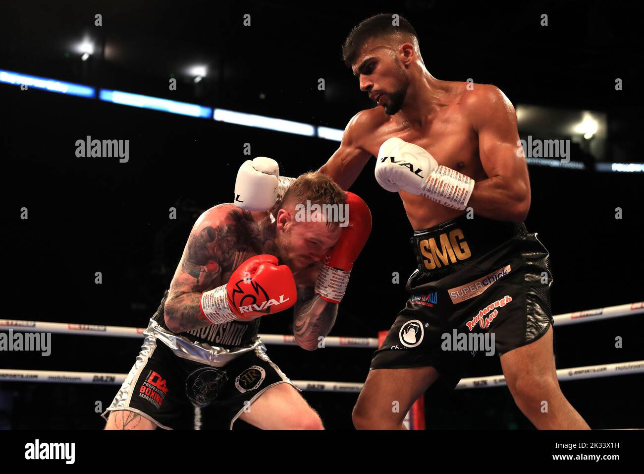 Dale Arrowsmith (left) and Mohammed Sameer in action during the ...