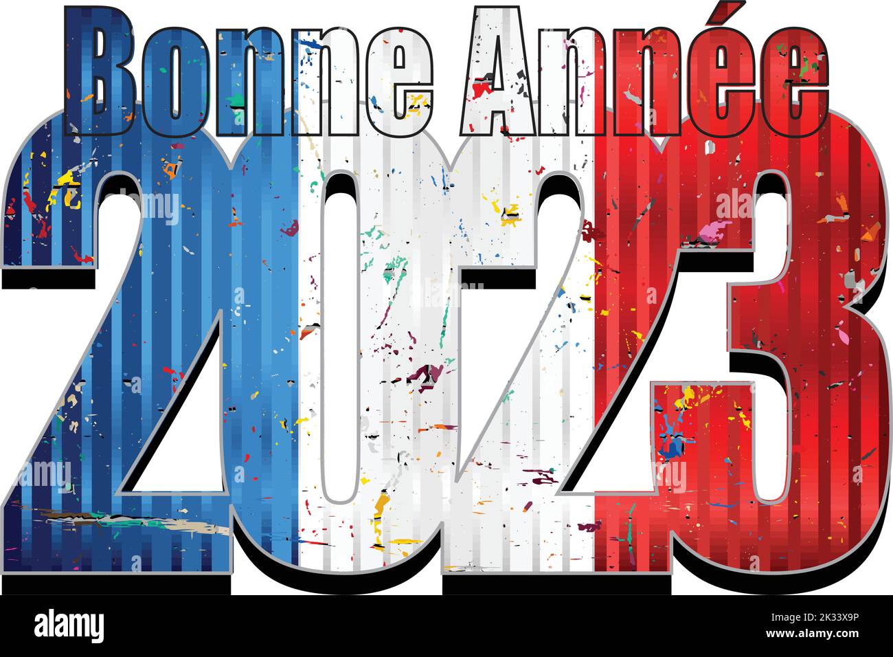 Happy New Year 2023 with France flag inside - Illustration, 2023 HAPPY ...