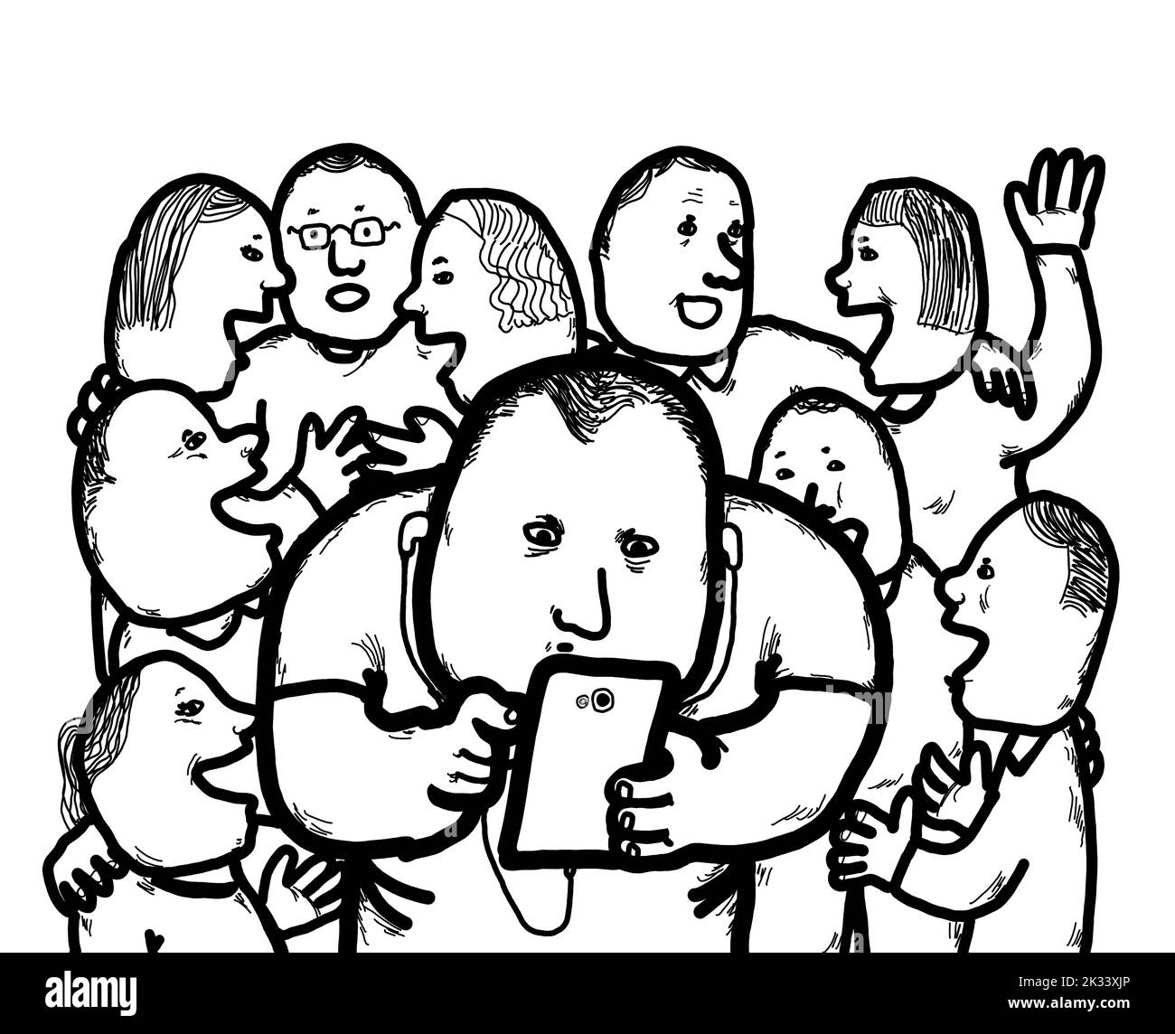 A young man addicted to the smartphone and isolated from society due to ...