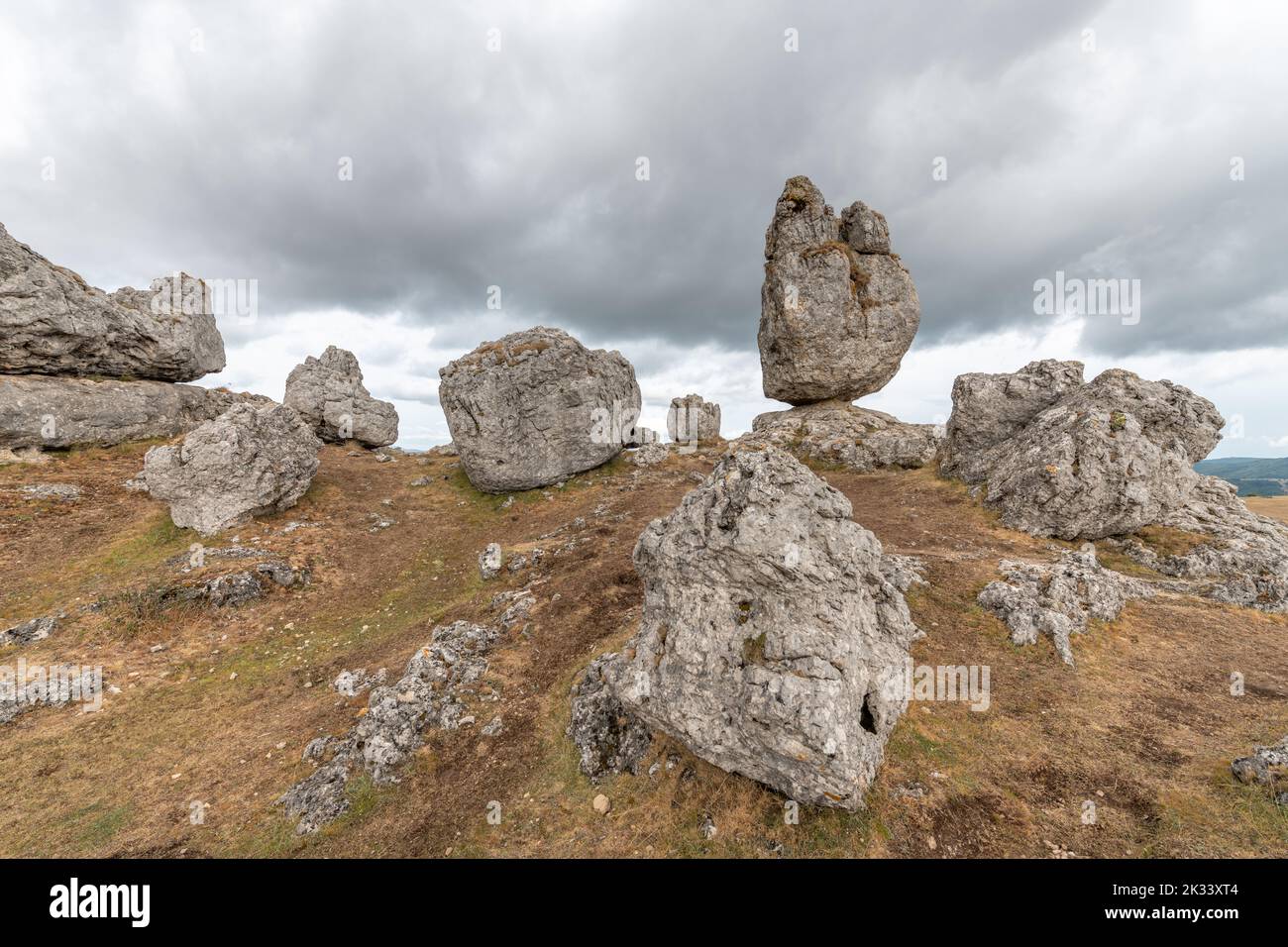 Strangely shaped rocks in the chaos of Nimes le Vieux in the Cevennes ...