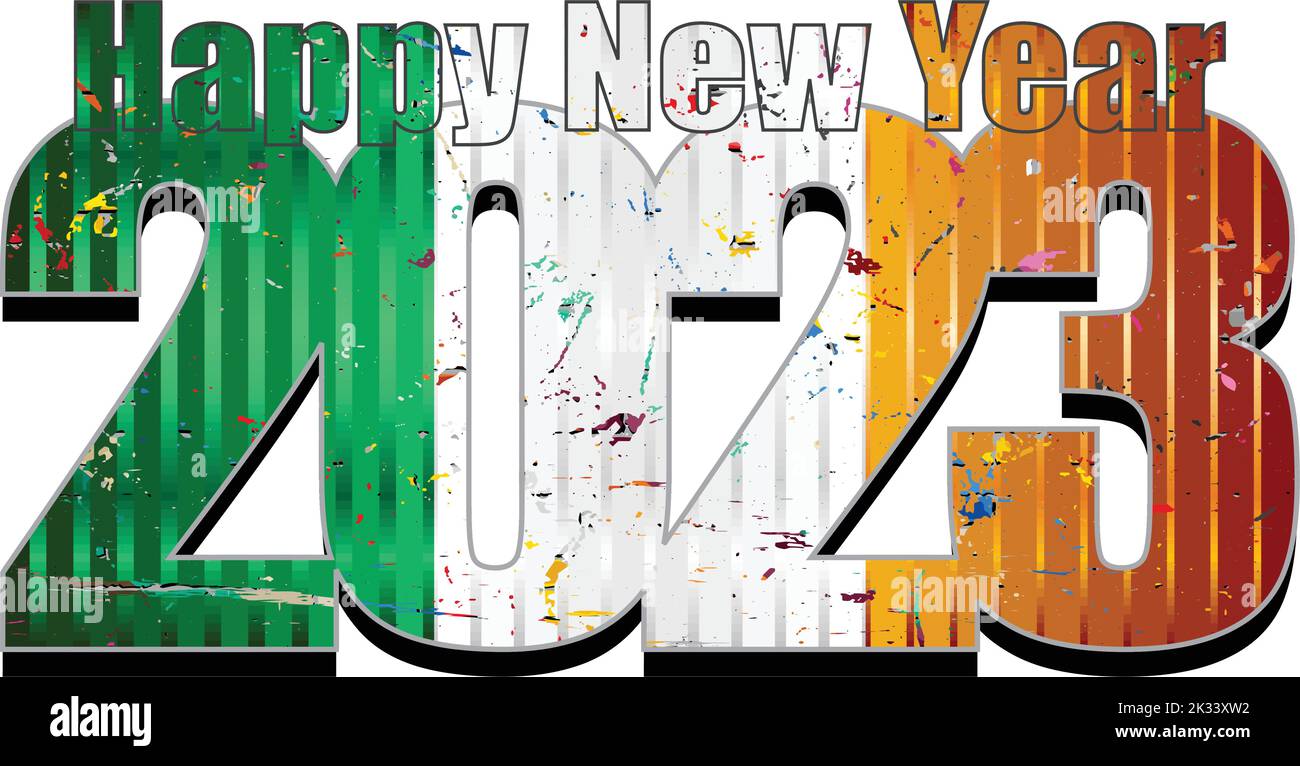 Happy New Year 2023 with Ireland flag inside - Illustration, 2023 HAPPY ...