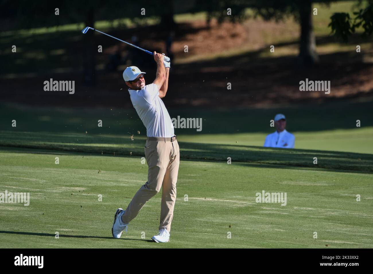 Charlotte, NC, USA. 24th Sep, 2022. Corey Conners hits a shot from the ...