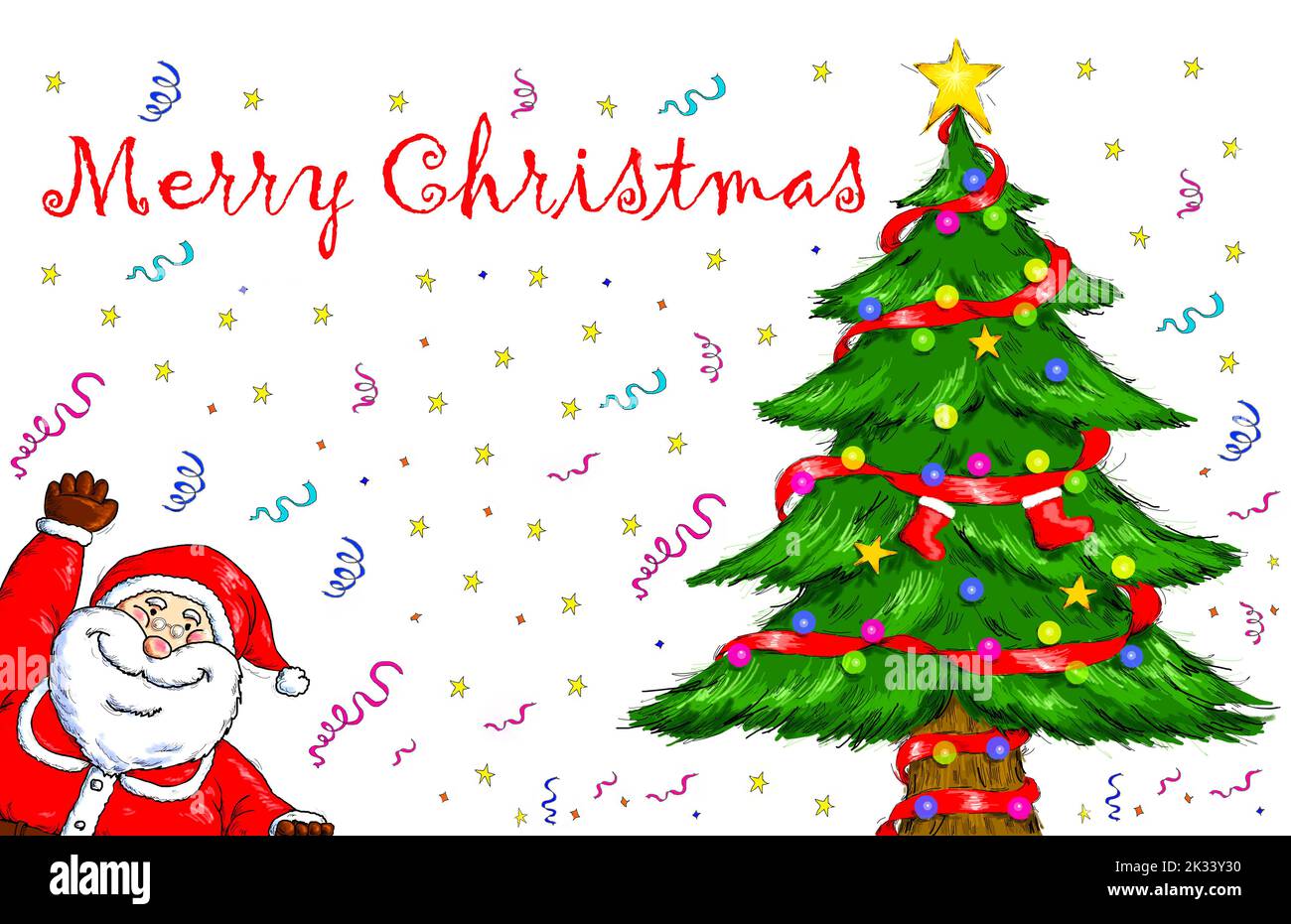 Digital drawing illustration of Merry Christmas Stock Photo - Alamy