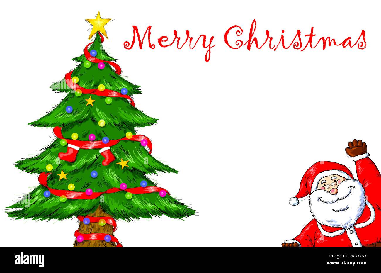 Digital drawing illustration of Merry Christmas Stock Photo - Alamy