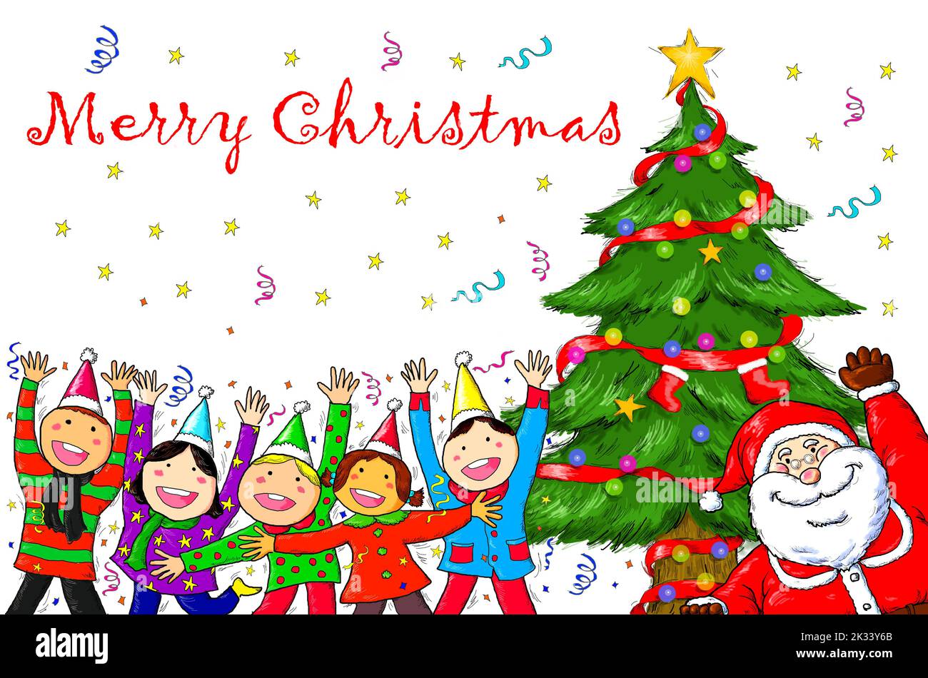 Digital drawing illustration of Merry Christmas Stock Photo - Alamy