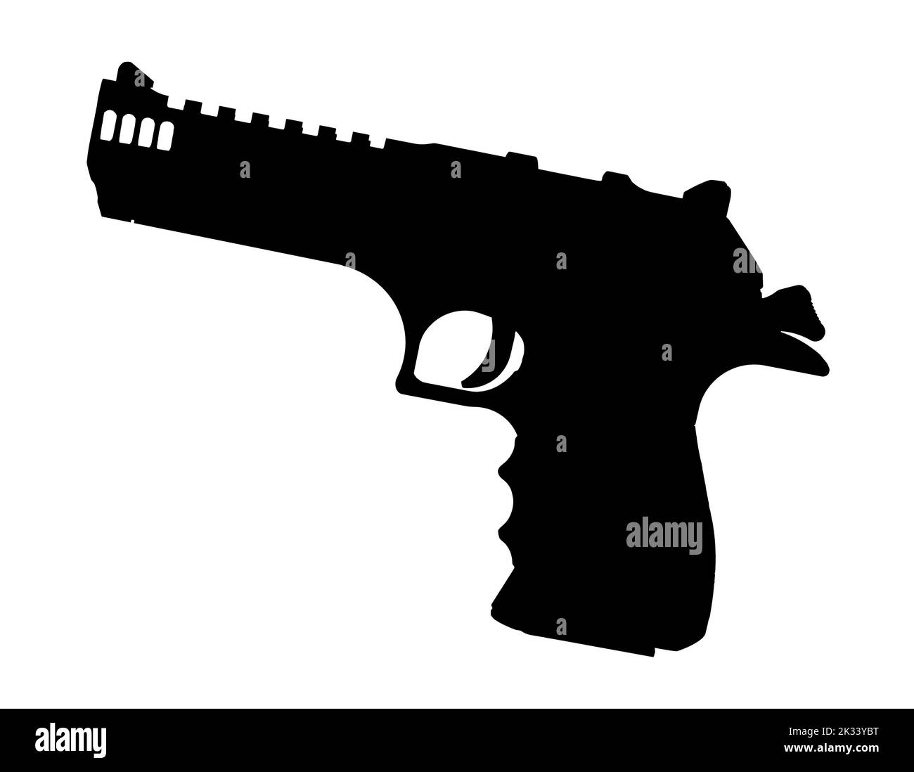 Semi-automatic handgun silhouette that is on a white background Stock ...