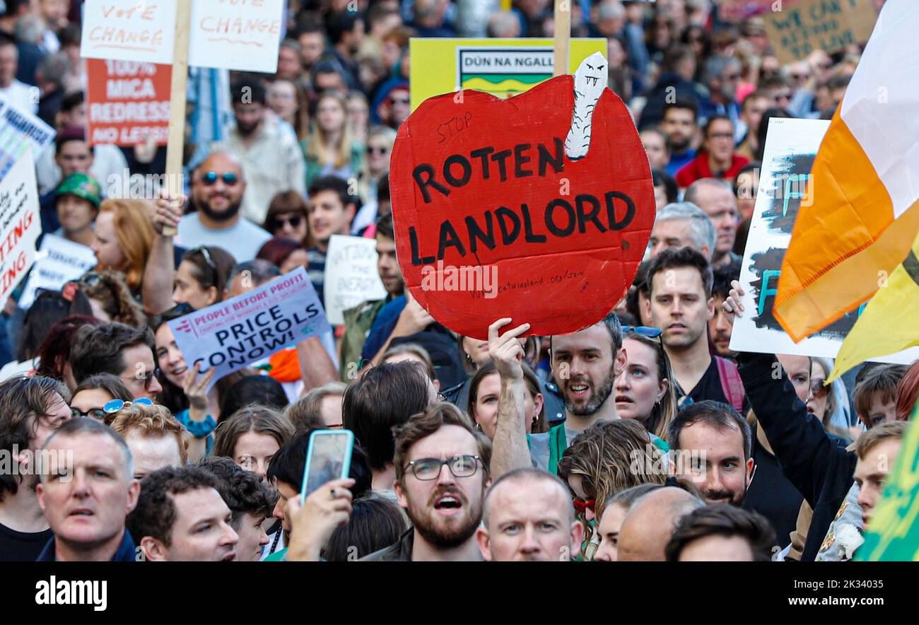 People march through the streets of Dublin to protest against increases ...