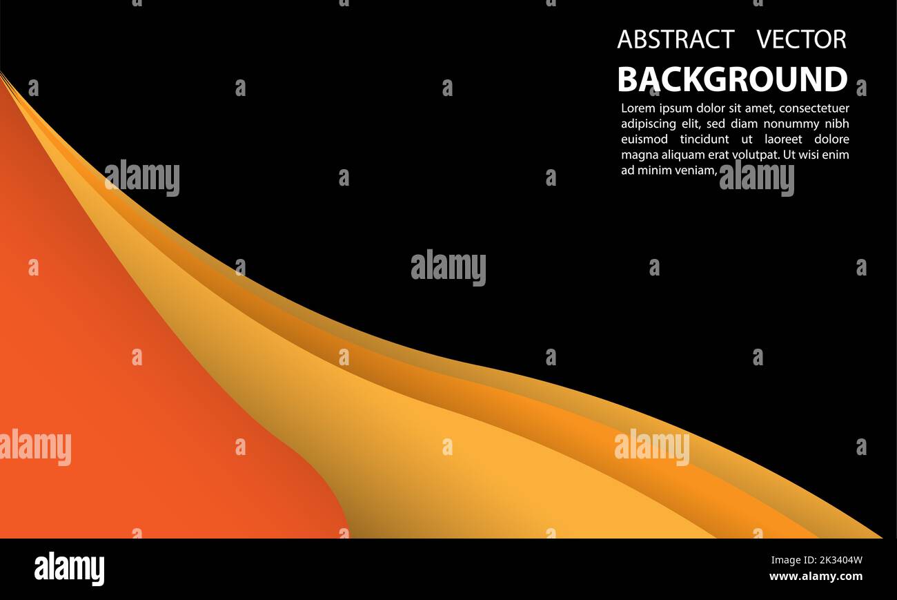An abstract orange and black vector background with sample text Stock ...