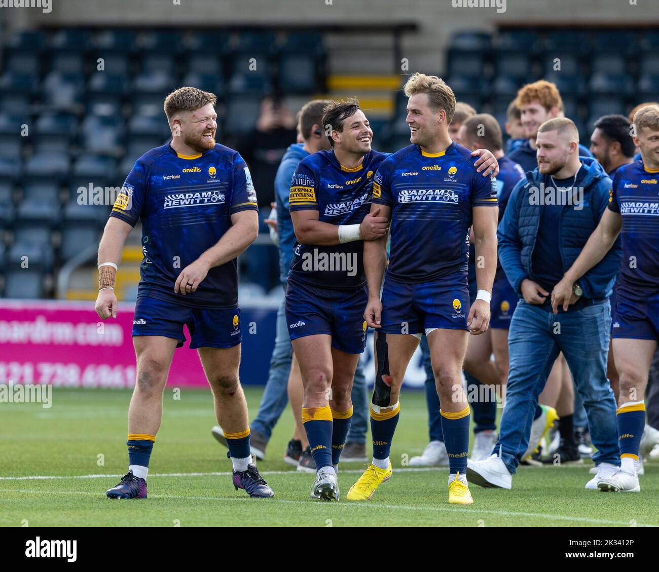 Francois Venter, Duhan van der Merwe and Jack Owlett of Worcester ...