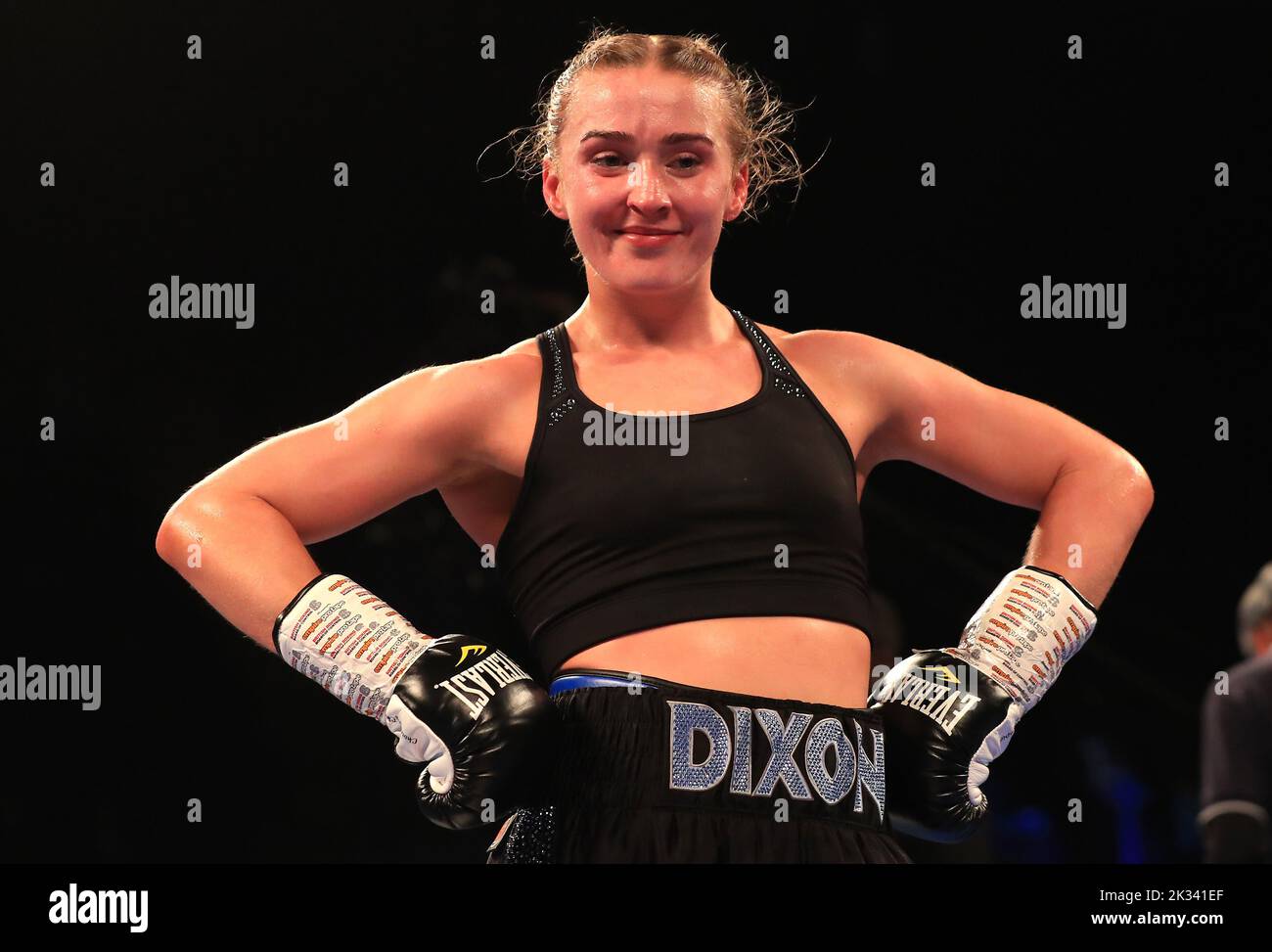 Rhiannon Dixon celebrates victory in the Lightweight contest against ...