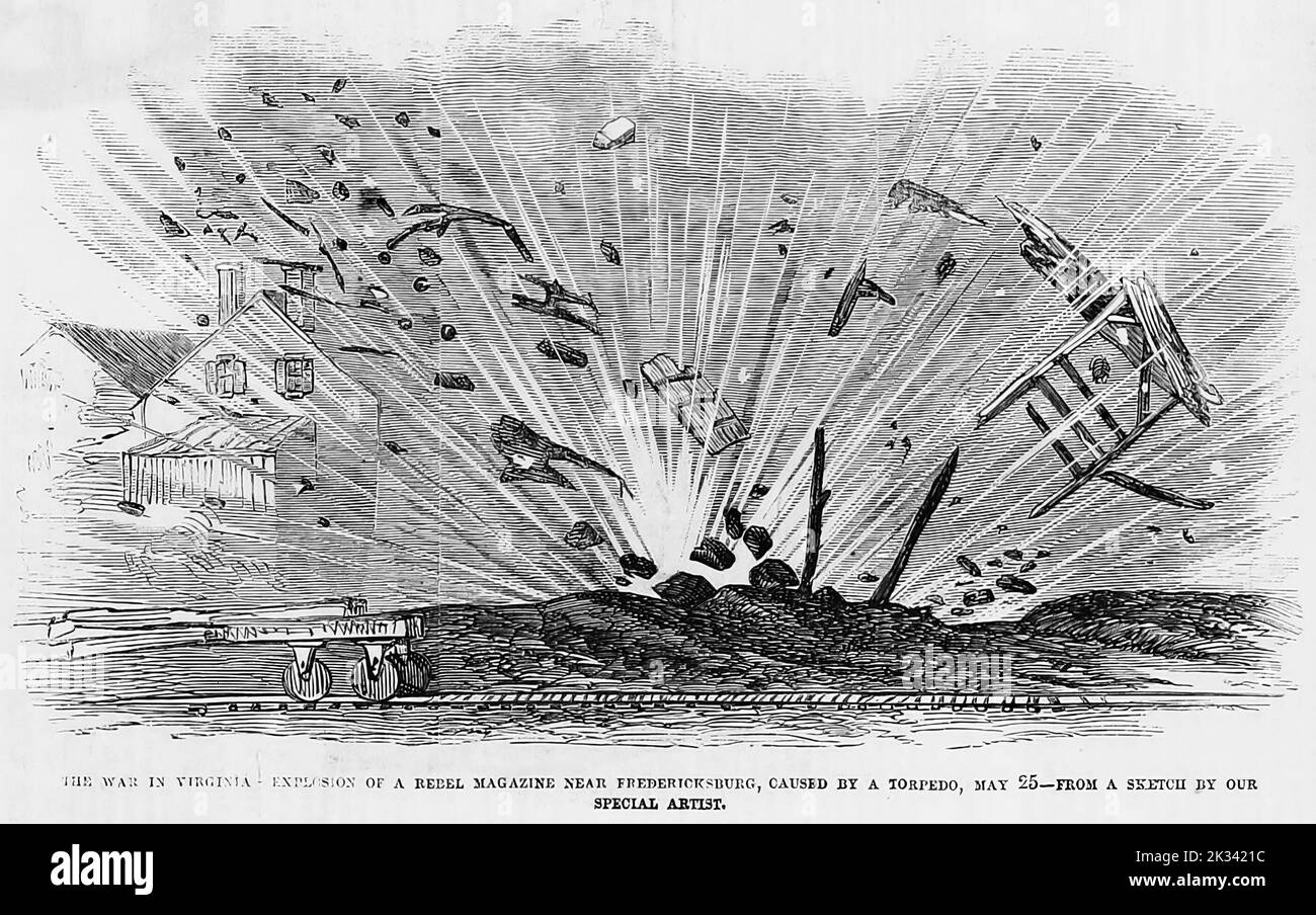 The War in Virginia - Explosion of a Rebel magazine near Fredericksburg ...