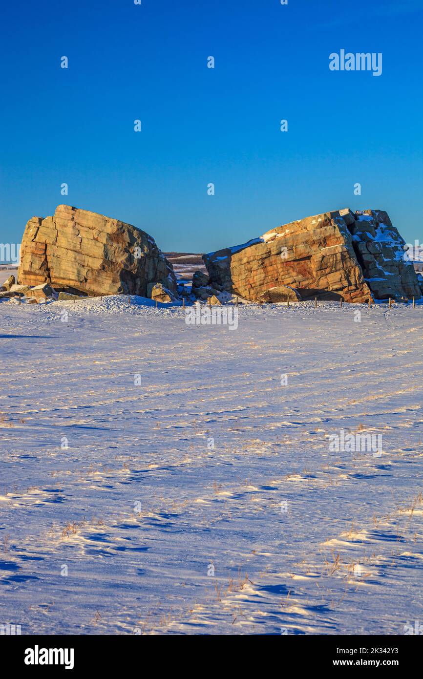 The massive glacial erratic known as the "Big Rock" near Okotoks ...