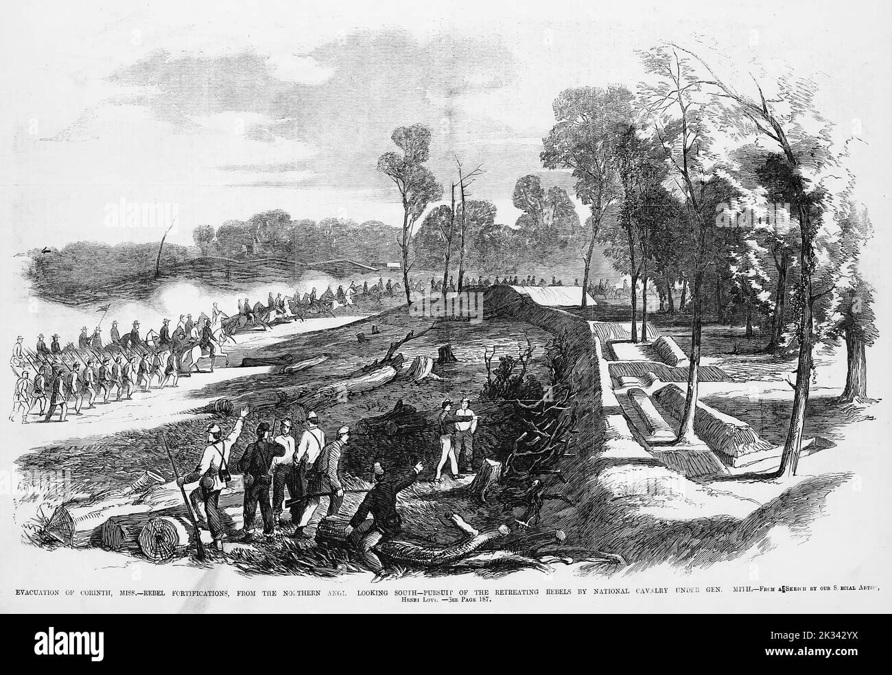 Evacuation of Corinth, Mississippi - Rebel fortifications, from the ...