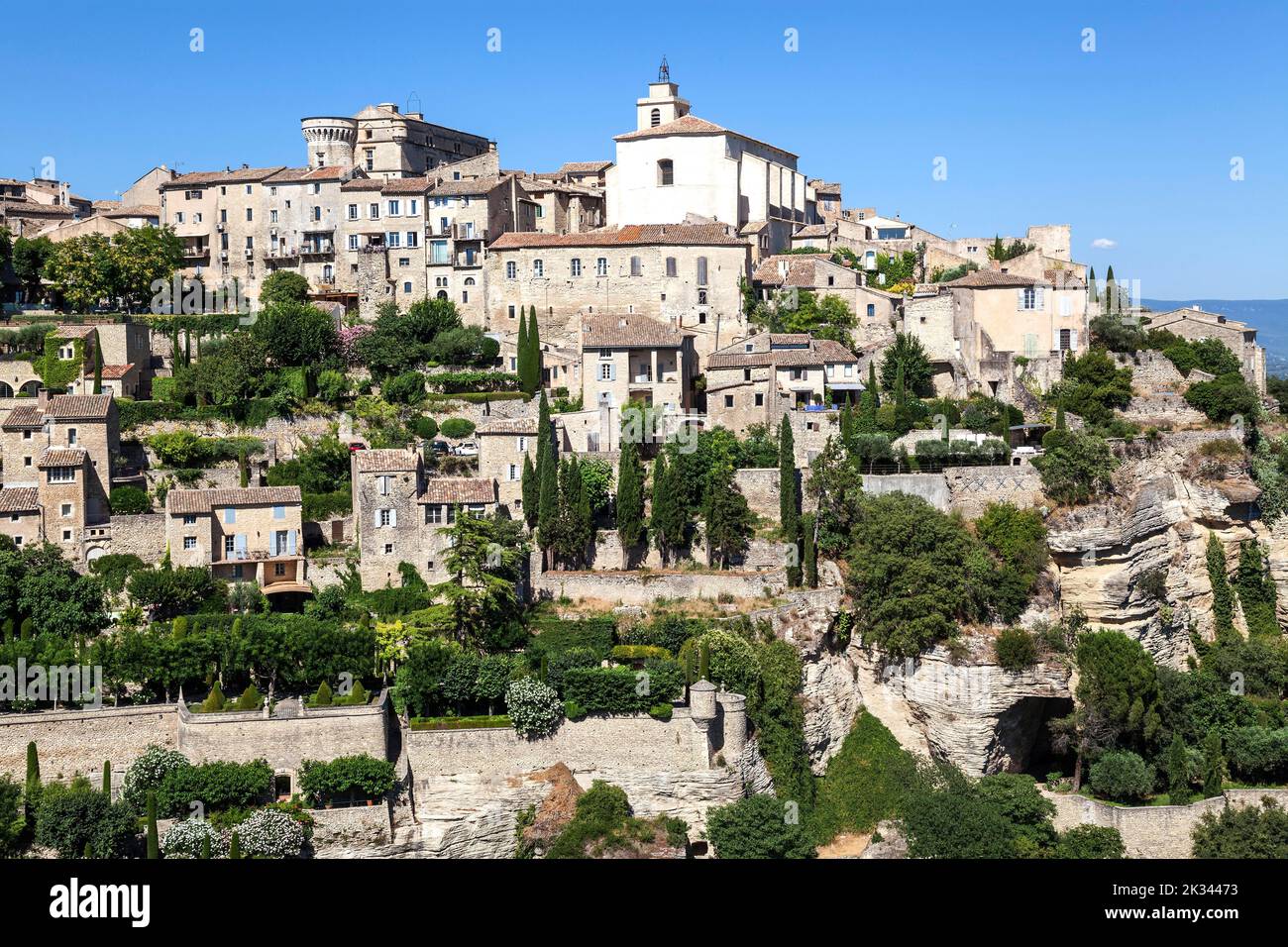 Old town with Renaissance castle, Gordes, Vaucluse, Provence-Alpes-Cote ...