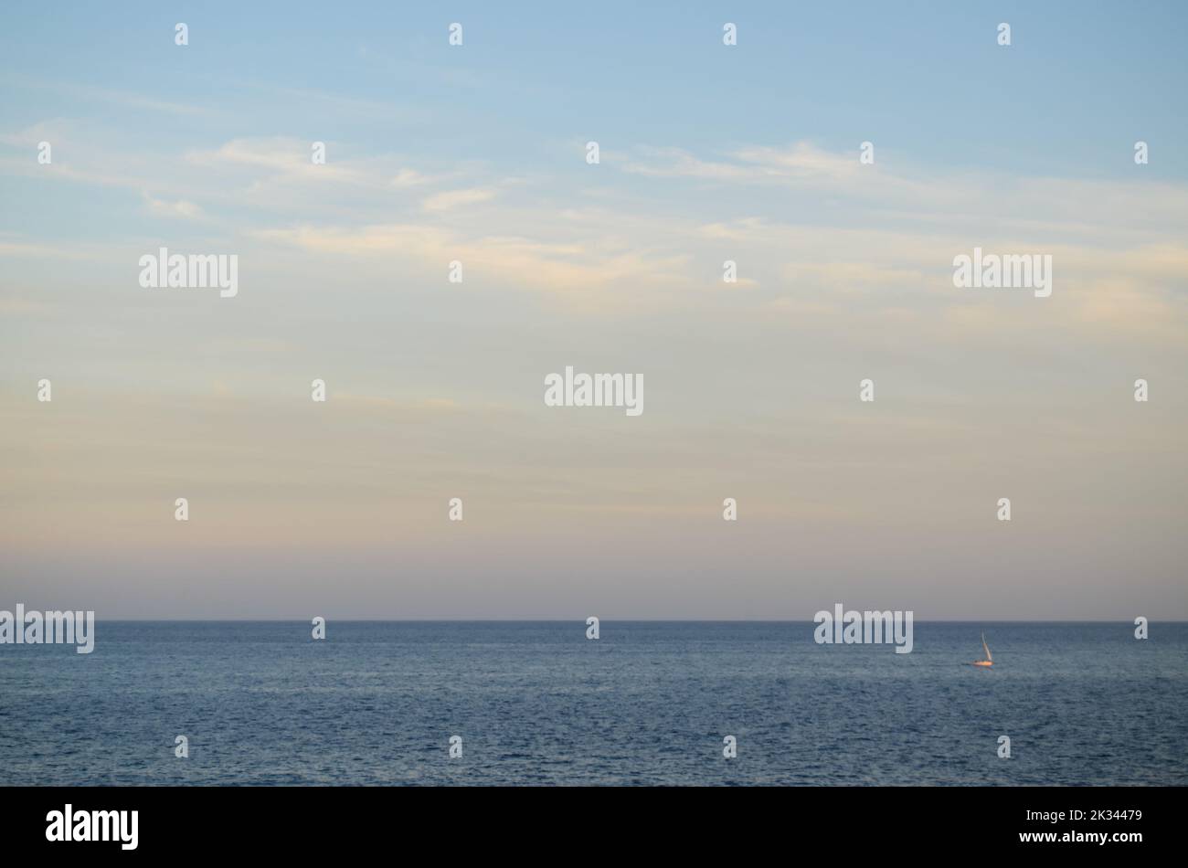A view of the Atlantic Ocean under the blue calm sky Stock Photo - Alamy