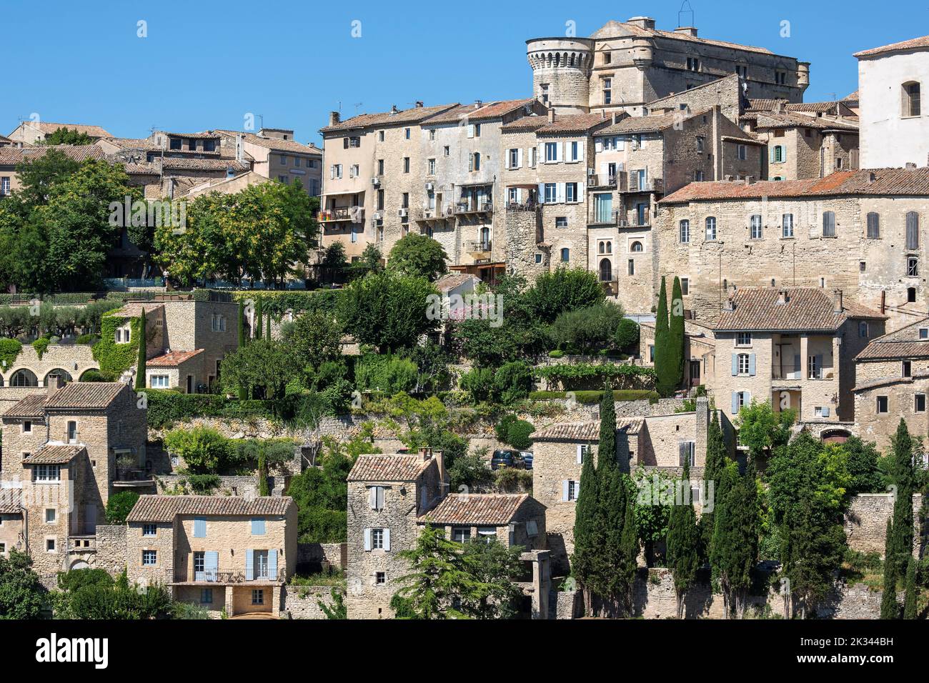 Old town with Renaissance castle, Gordes, Vaucluse, Provence-Alpes-Cote ...