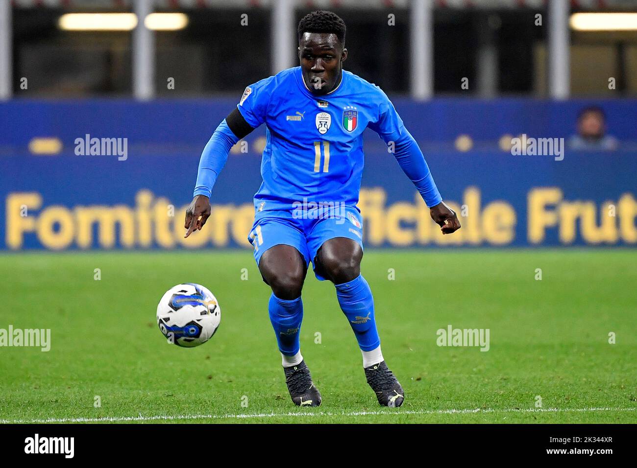 Wilfried Gnonto of Italy in action during the Uefa Nations League ...