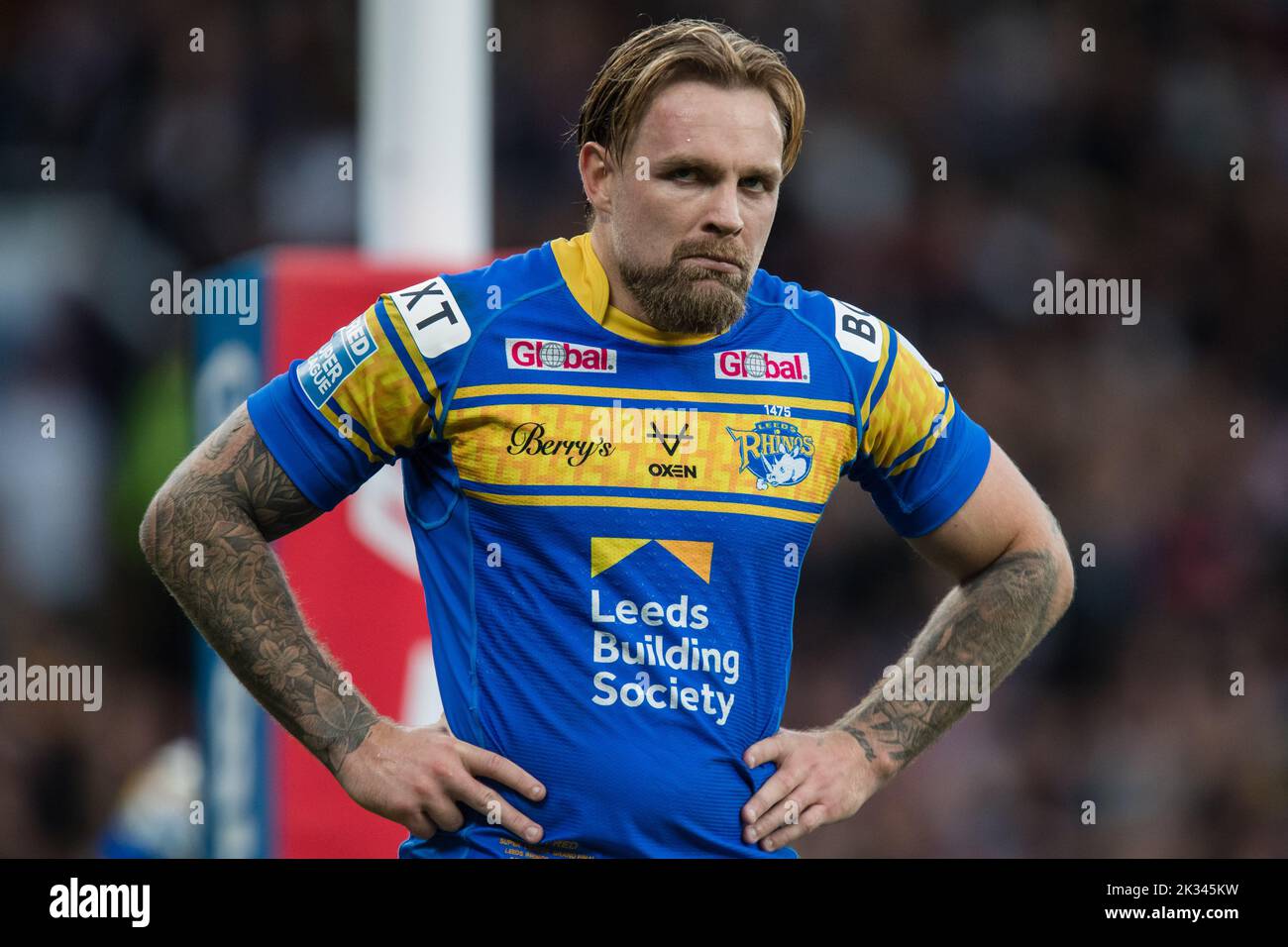 A dejected Blake Austin #6 of Leeds Rhinos during the 25th Betfred ...