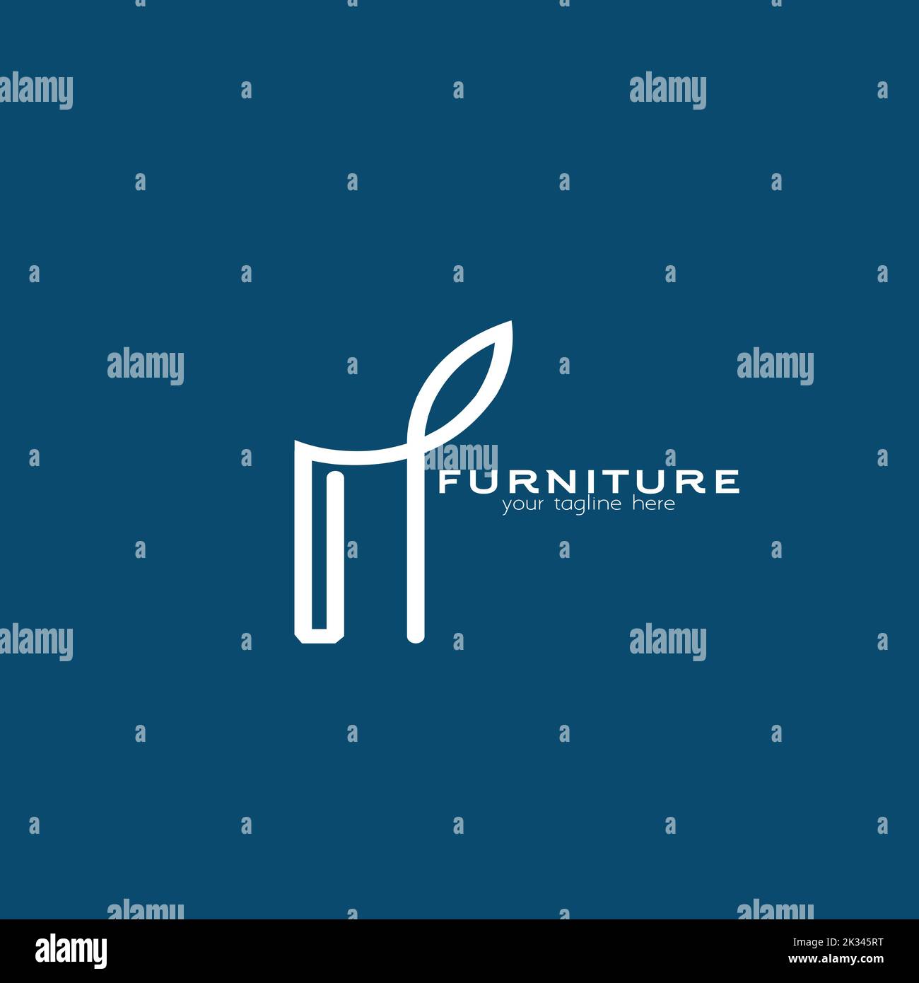 A view of a sample logo template in blue and white for a furniture shop ...