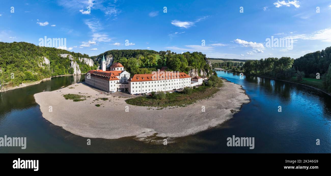 Aerial view of Weltenburg Monastery, Benedictine Abbey, on the Danube ...