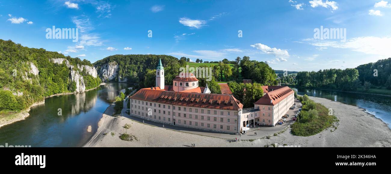 Aerial view of Weltenburg Monastery, Benedictine Abbey, on the Danube ...