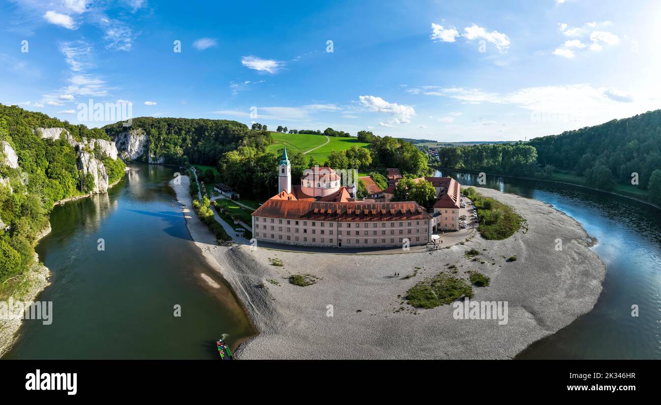 Aerial view of Weltenburg Monastery, Benedictine Abbey, on the Danube ...